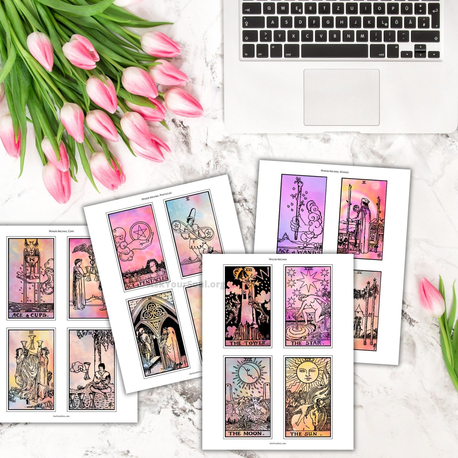 PRINTABLE Colorful Rider-waite Tarot Cards PDF Unique RWS Tarot Deck ...