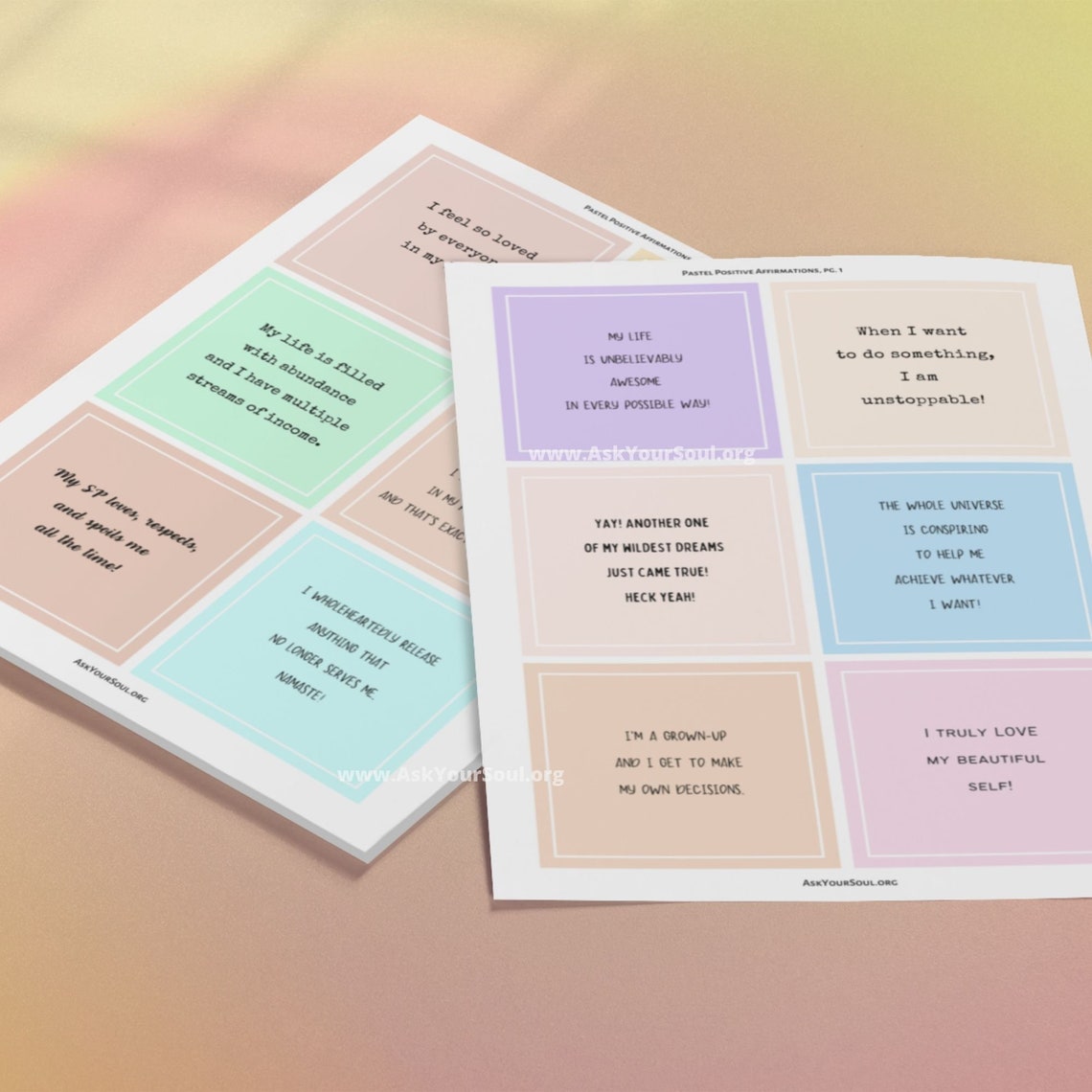 PRINTABLE Pastel Non-sweary Affirmation Cards 3.3"x3.3" | Black & White ...
