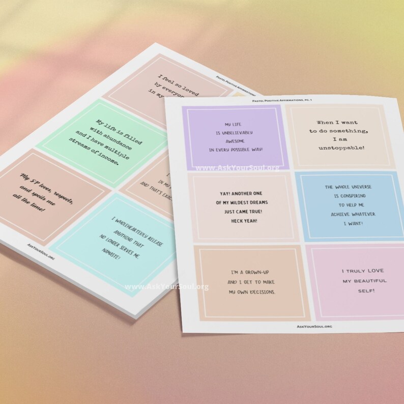 PRINTABLE Pastel Non-sweary Affirmation Cards 3.3x3.3 Black & White ...