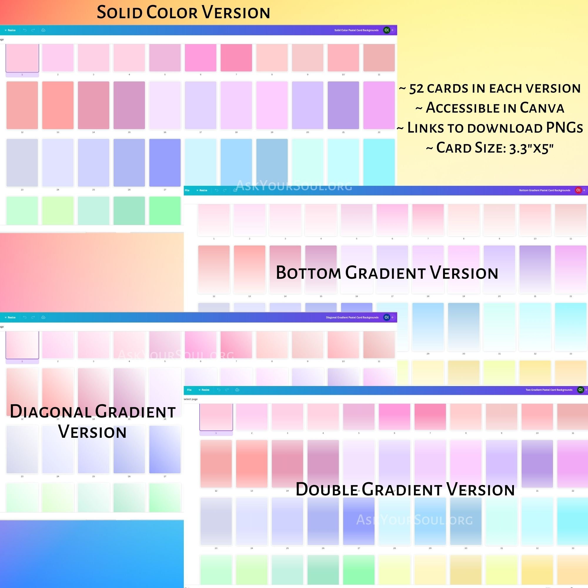 52 Editable Blank Gradient Pastel Cards Canva Templates Commercial Use ...