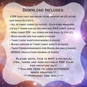 PRINTABLE Galaxy Tarot Cards & Cheat Sheets Keywords PDF Learn Rider ...