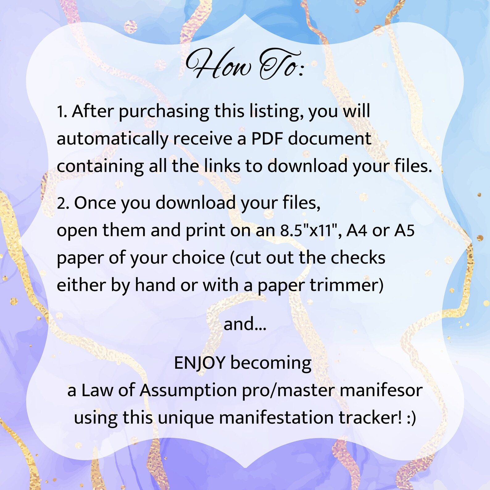 PRINTABLE Law of Assumption Manifestation Tracker marble Manifestation ...