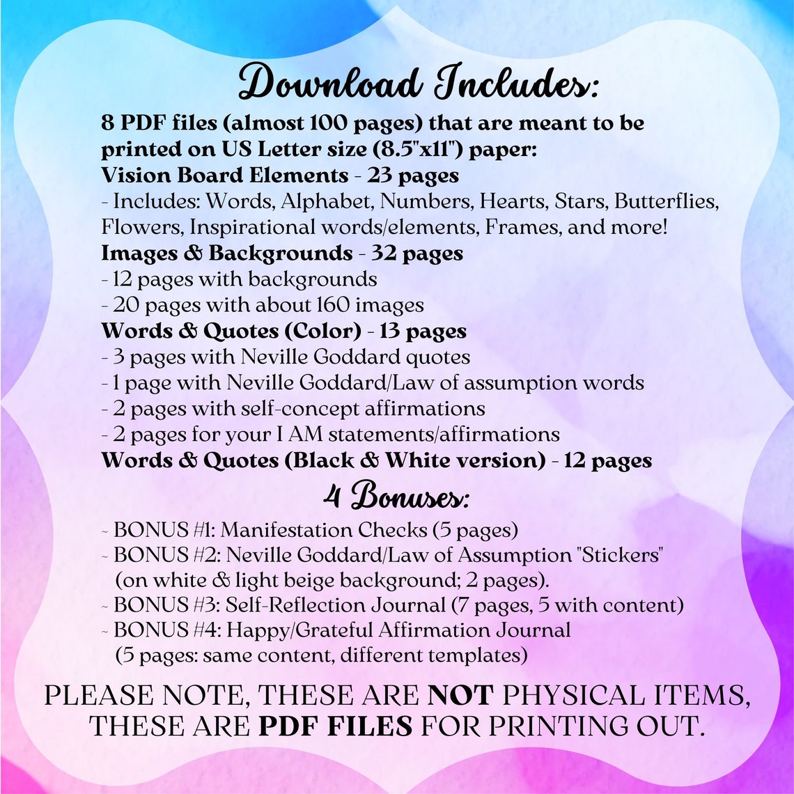 Printable Law of Assumption Vision Board Kit Neville Goddard ...