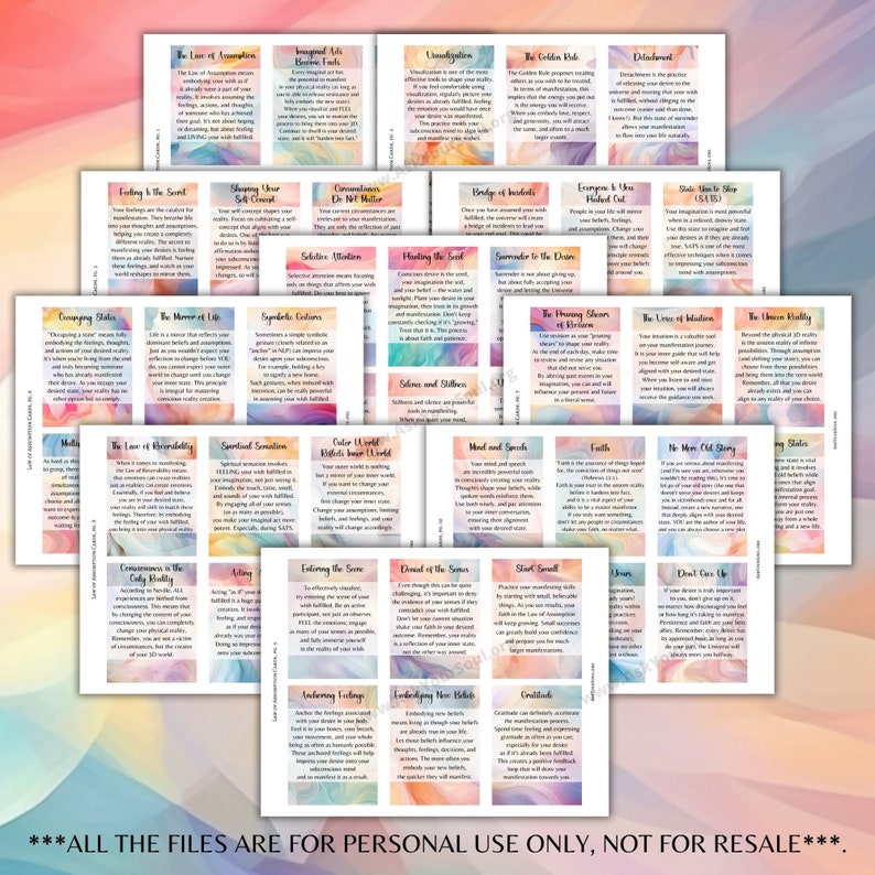 PRINTABLE Law of Assumption Cards Colorful Neville Goddard ...