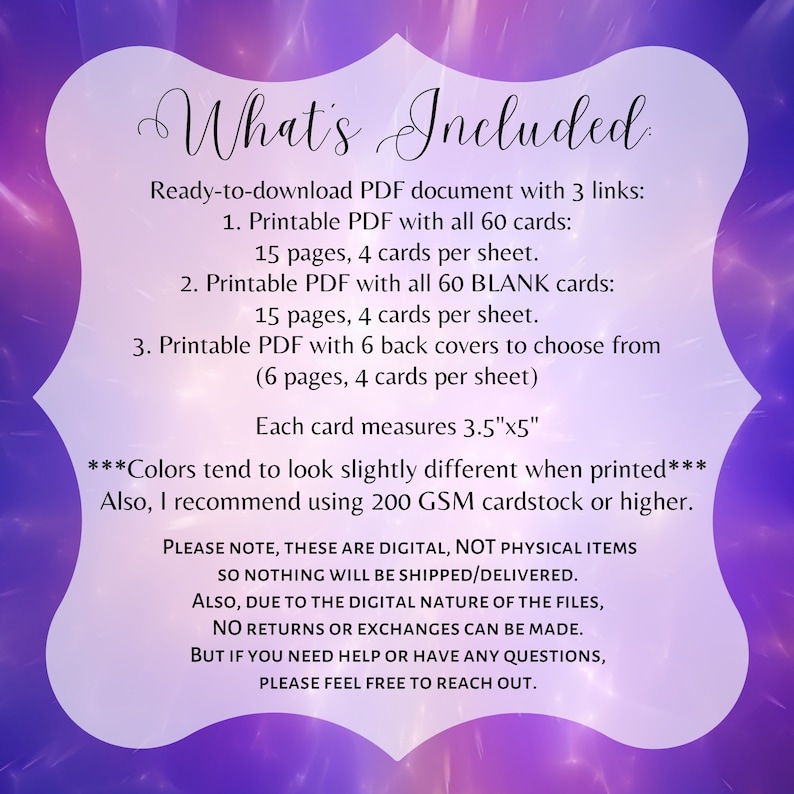 60 PRINTABLE Messages From the Universe Oracle Cards Personal Use ...