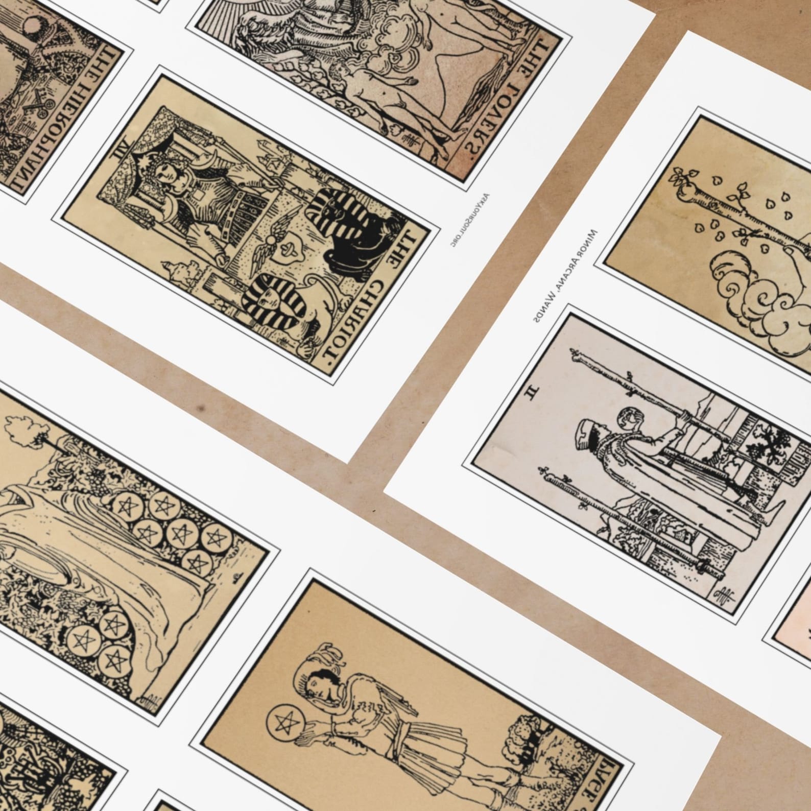 PRINTABLE Rider-waite Tarot Cards (vintage Background)| Printable Card ...