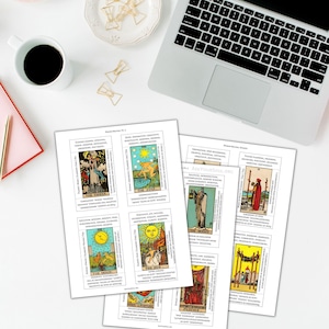 PRINTABLE Rider-waite Tarot Cards With Keywords PDF Upright and Reversed Meanings Tarot Beginner ...