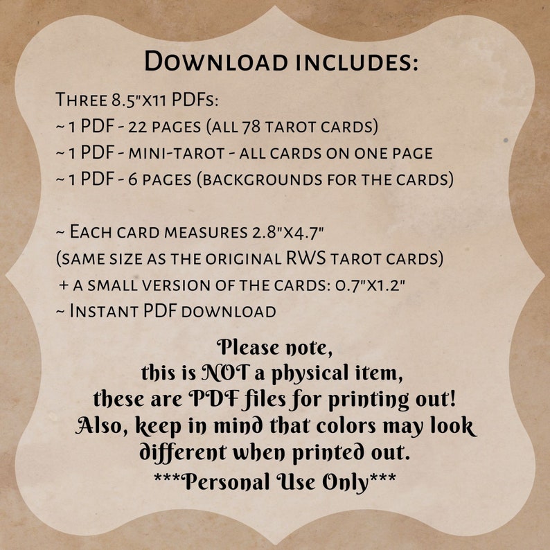 PRINTABLE Rider-waite Tarot Cards (vintage Background)| Printable Card ...