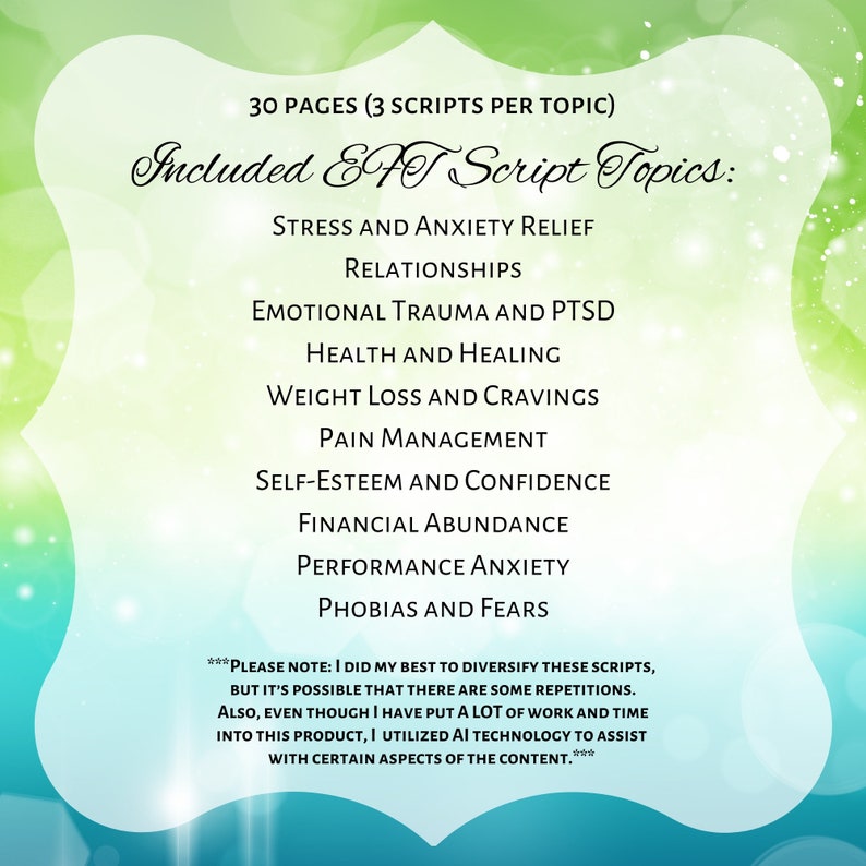 Editable EFT Emotional Freedom Technique Scripts Faqs Tracker Google ...