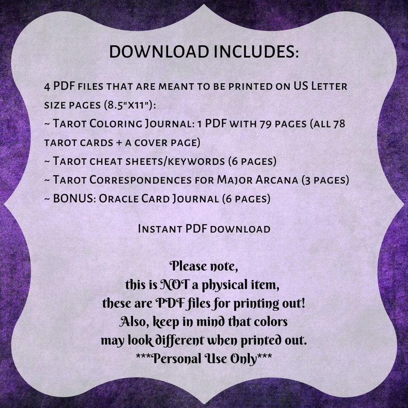 PRINTABLE Rider-waite Tarot Coloring Journal Cheat Sheet Adult Coloring ...