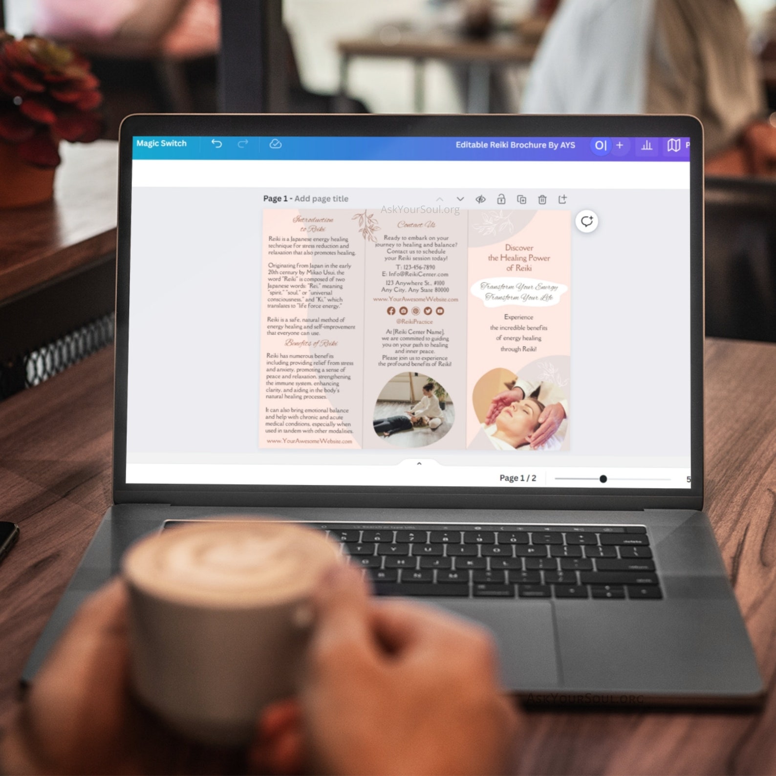 Editable Reiki Brochure, Forms, Chakra Guide Canva Template Commercial ...