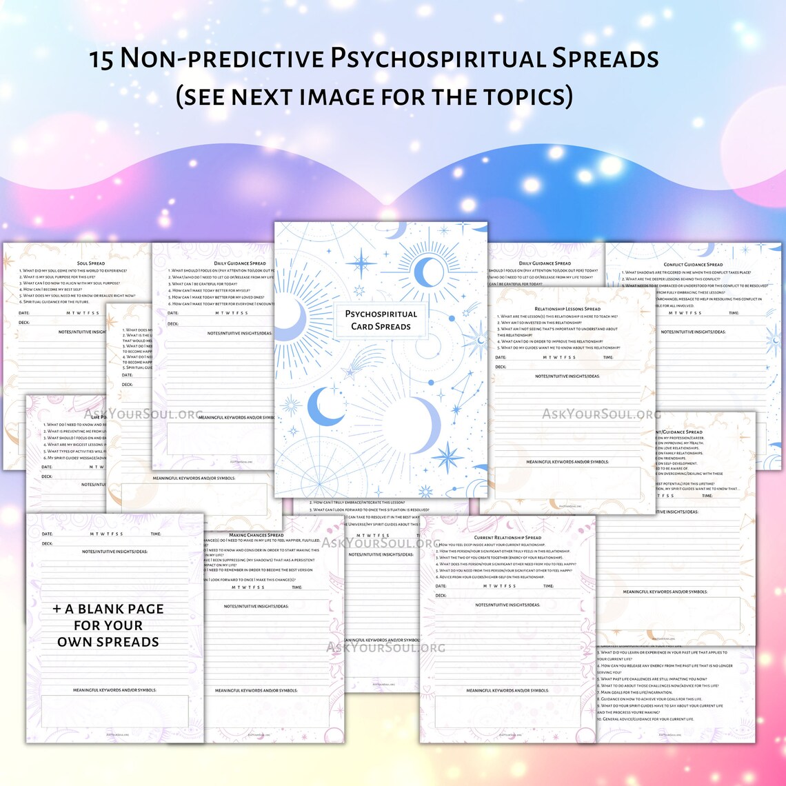 PRINTABLE Tarot & Oracle Card Journal Psychospiritual Spreads Daily ...