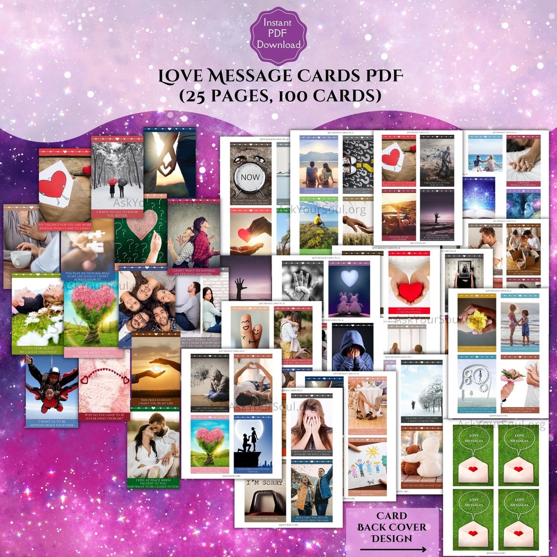PRINTABLE Love Message and Ask Your Soul Cards (LARGE) Bundle | Love ...