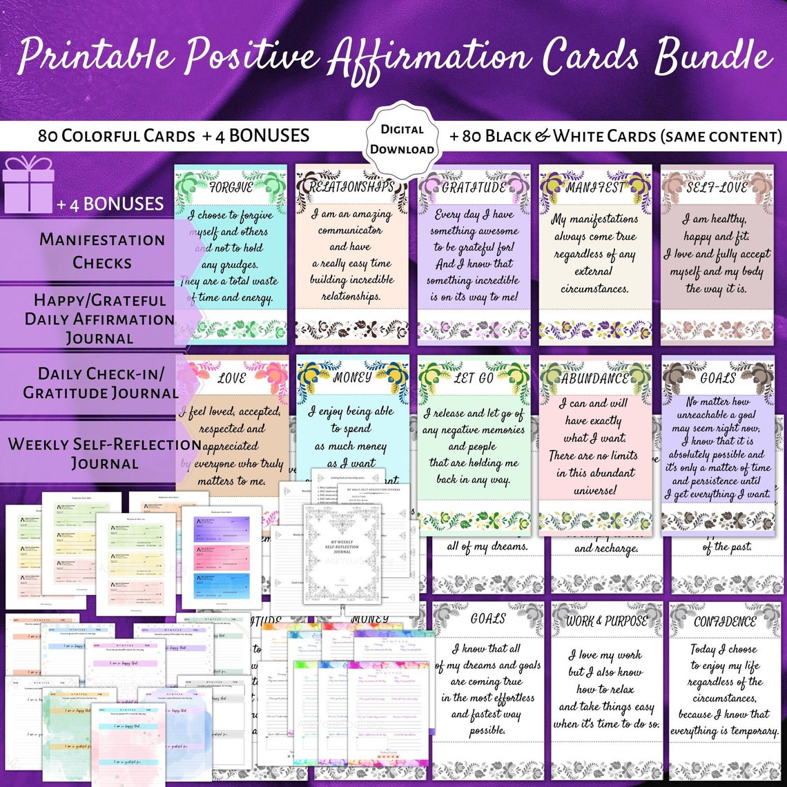 PRINTABLE Affirmation Cards Bundle Self-concept Affirmations ...