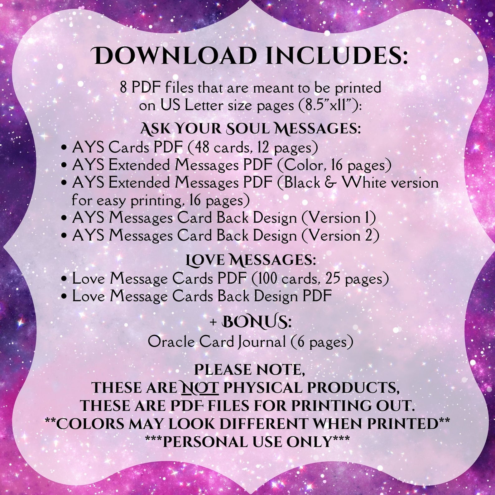 PRINTABLE Love Message and Ask Your Soul Cards (LARGE) Bundle | Love ...