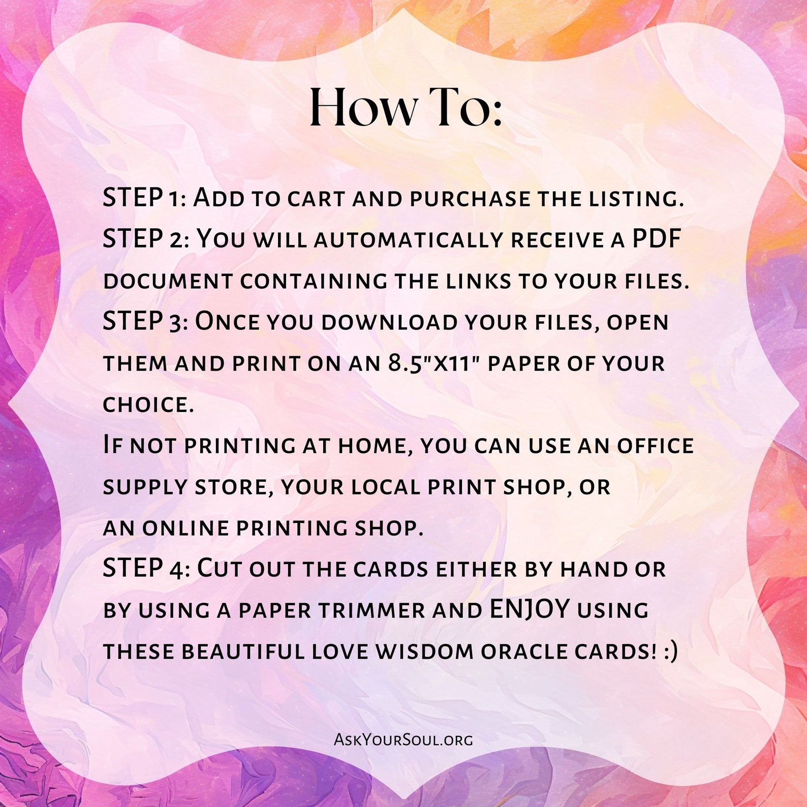 62 PRINTABLE Love Wisdom Oracle Cards Personal Use Pink Love ...