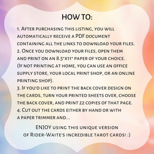 PRINTABLE Colorful Rider-waite Tarot Cards PDF Unique RWS Tarot Deck ...