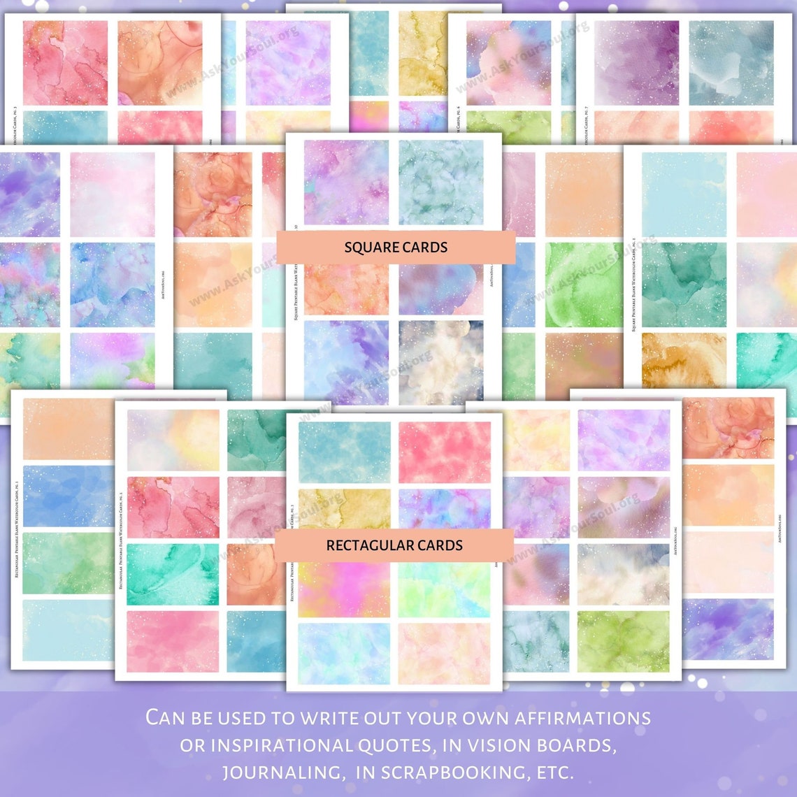 PRINTABLE Blank Watercolor With Dots Cards PDF Digital Affirmation ...