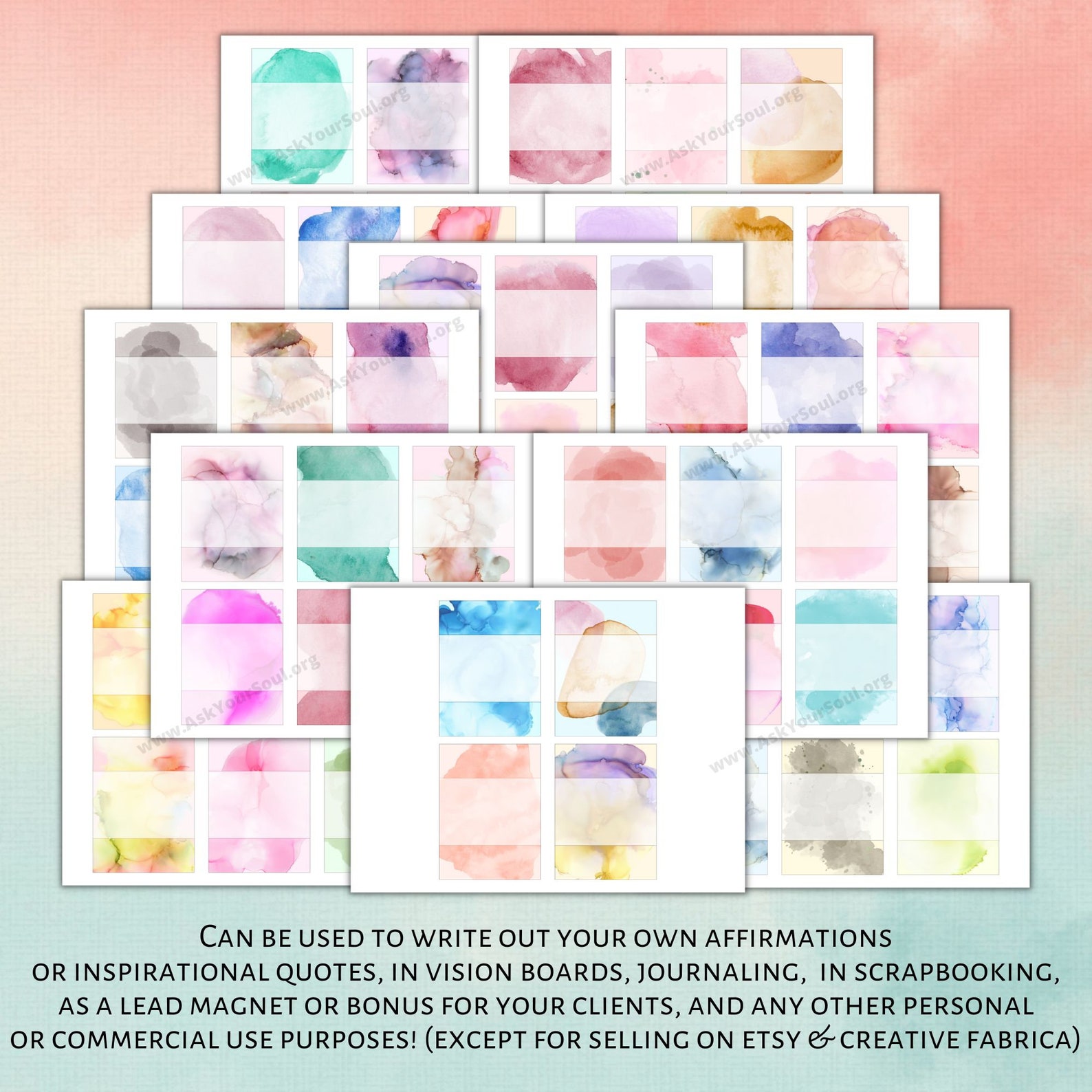 PRINTABLE Blank Watercolor Cards | Blank Affirmation Cards PDF ...