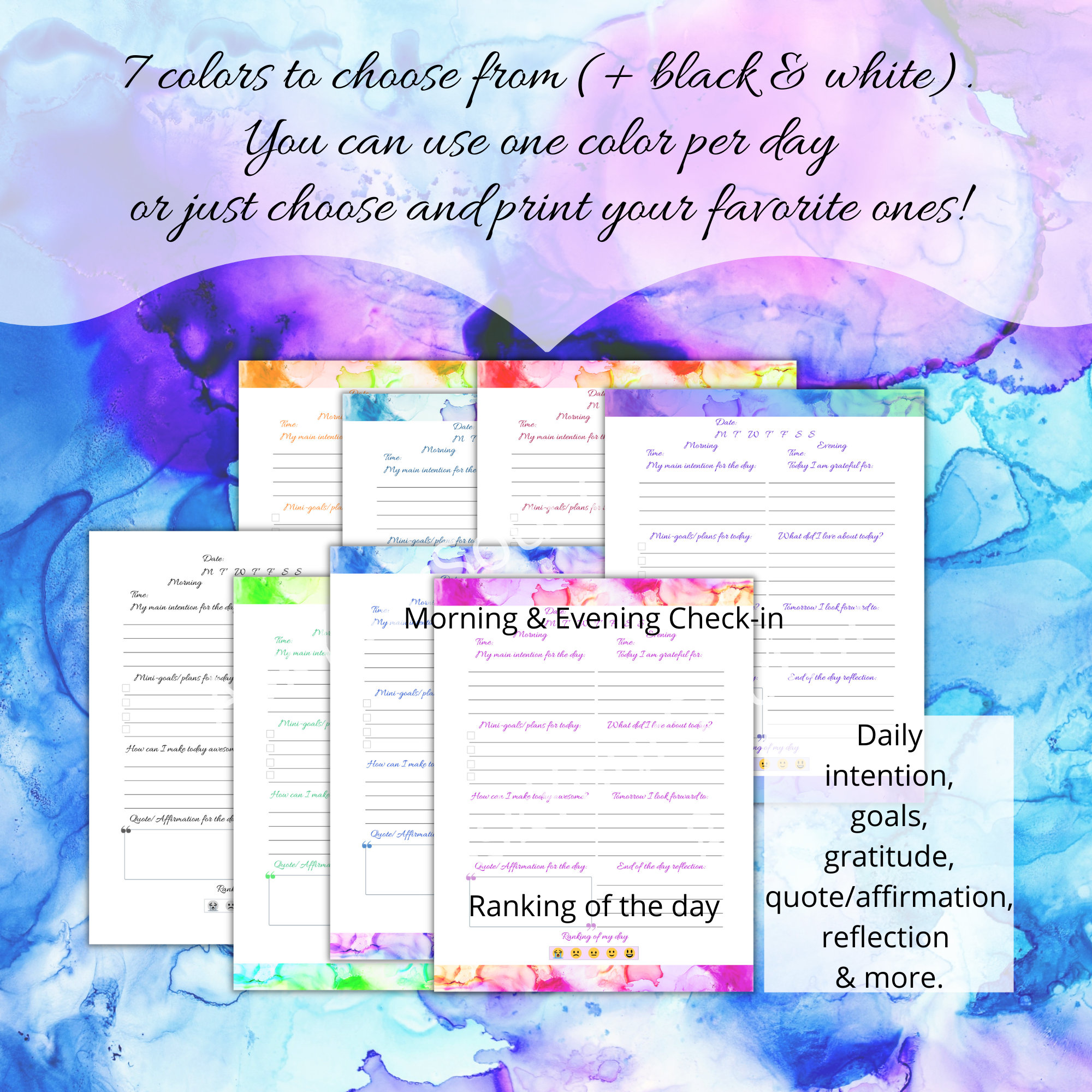 Printable Daily Check-in and Gratitude Journal | Wellness Tracker ...