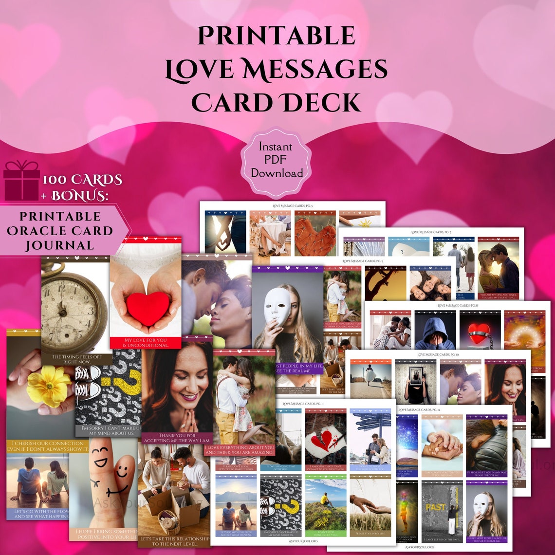 PRINTABLE Love Message Cards Love Oracle Card Deck Twin-flame Messages ...