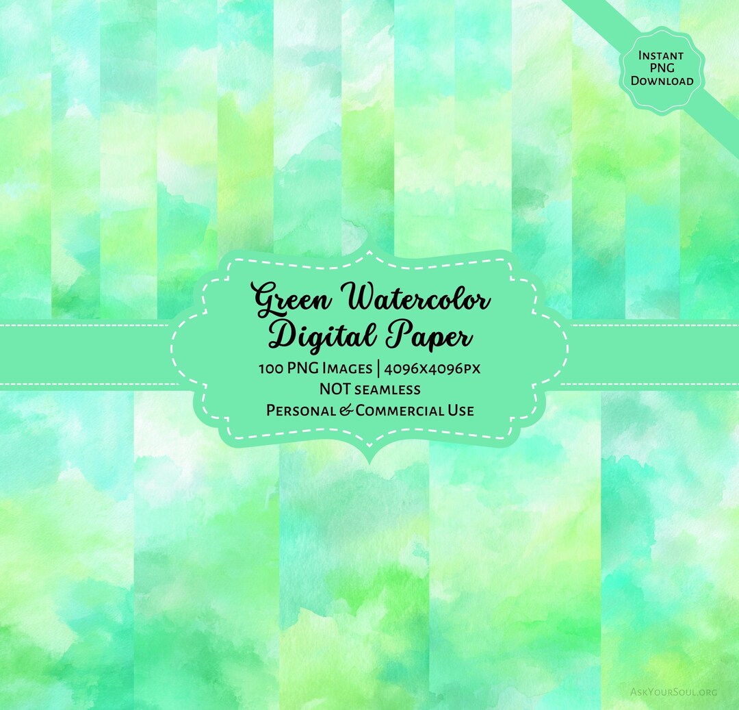 Aqua Green Watercolor Digital Paper: Abstract Texture Backgrounds (pngs ...