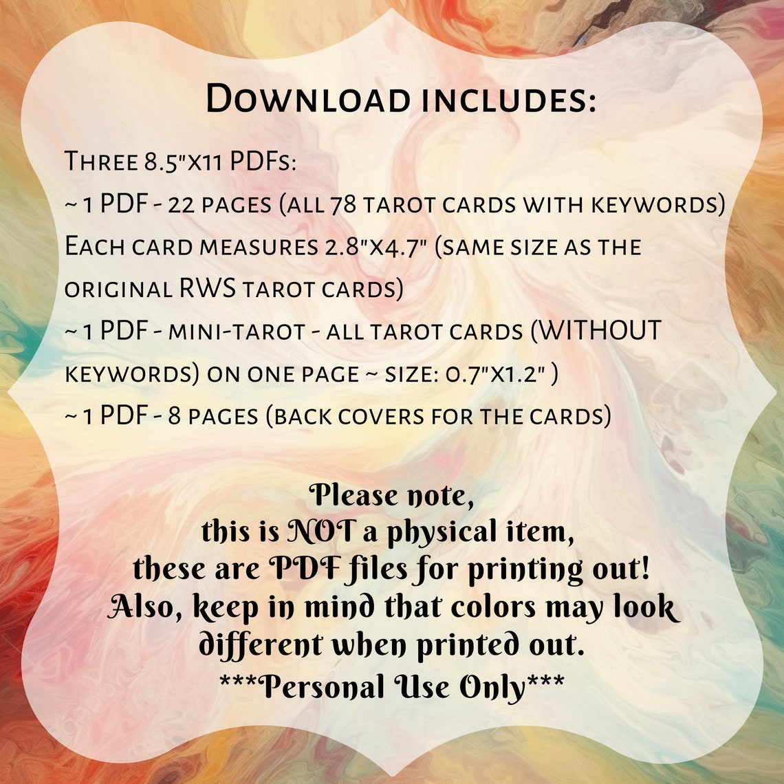 PRINTABLE Rider-waite Tarot Cards With Keywords PDF Upright and Reversed Meanings Tarot Beginner ...