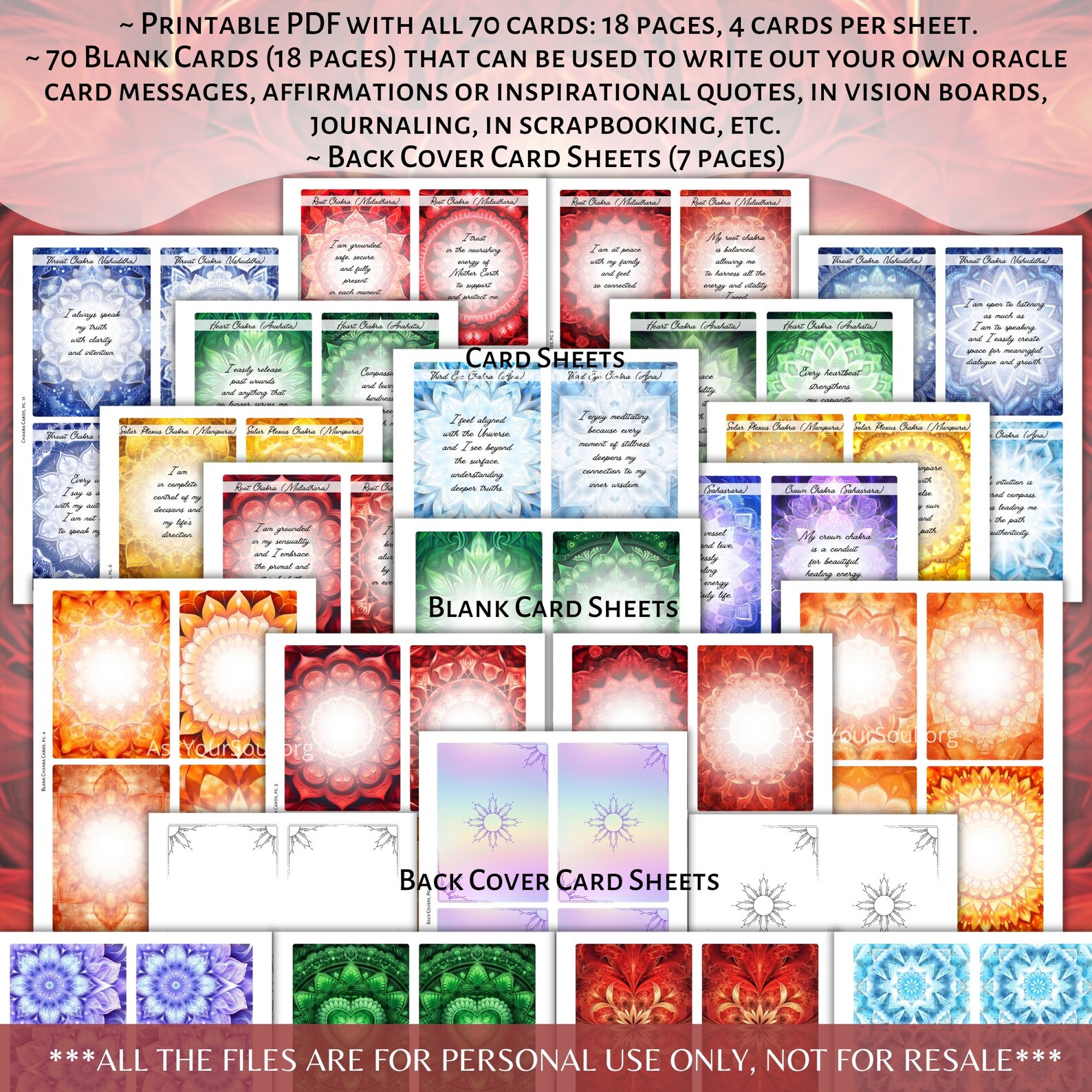 PRINTABLE Chakra Affirmation Cards Personal Use Spiritual Guidance ...