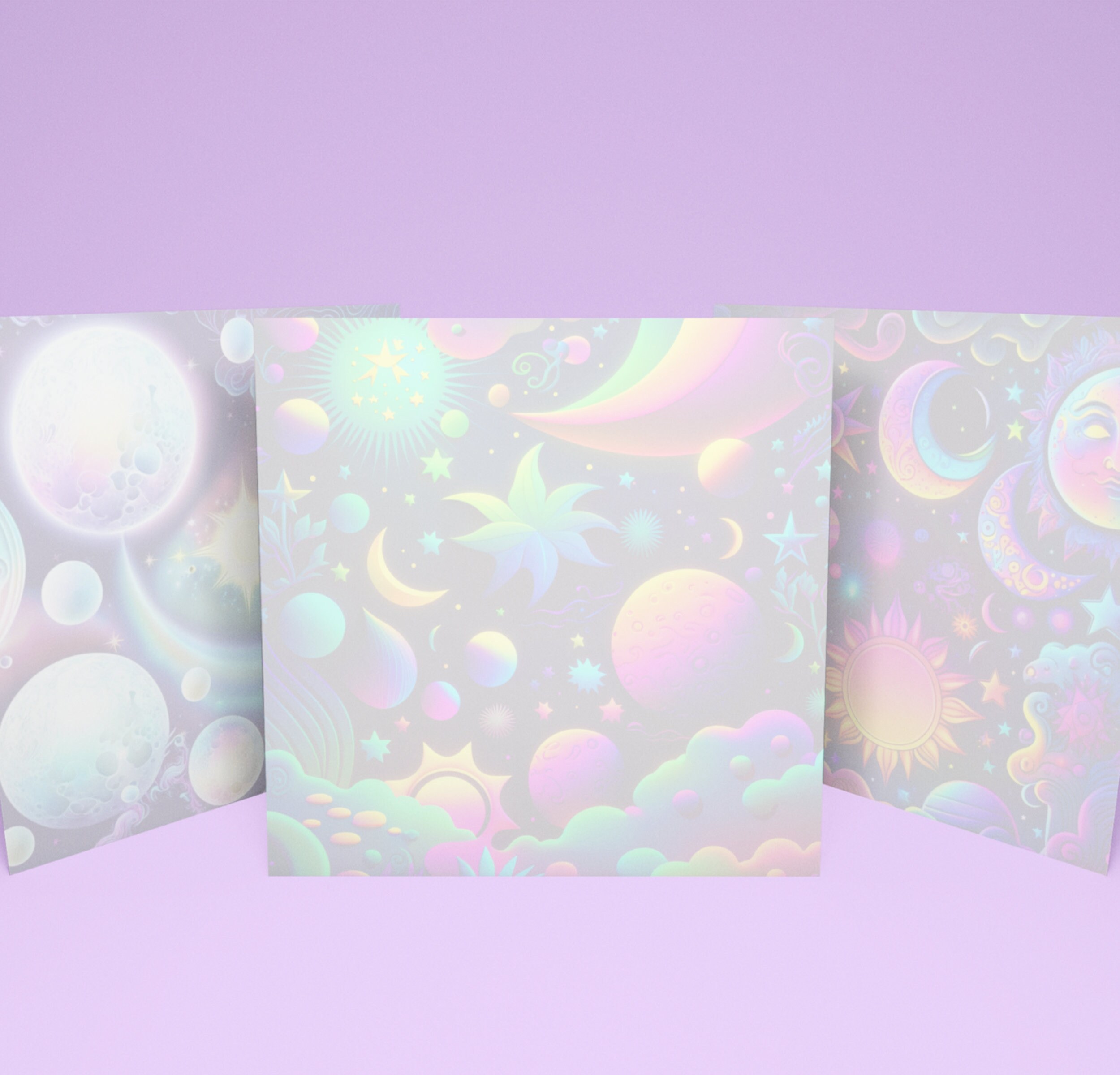 12 Celestial Digital Paper Pngs two Versions Commercial Use Colorful ...
