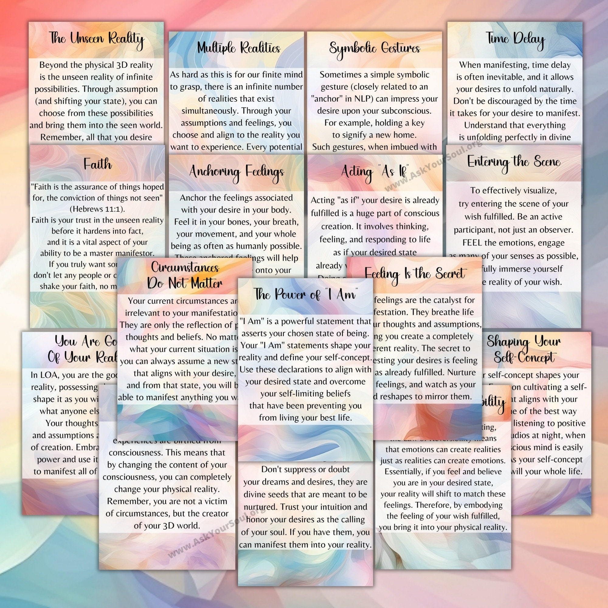 PRINTABLE Law of Assumption Cards Colorful Neville Goddard ...