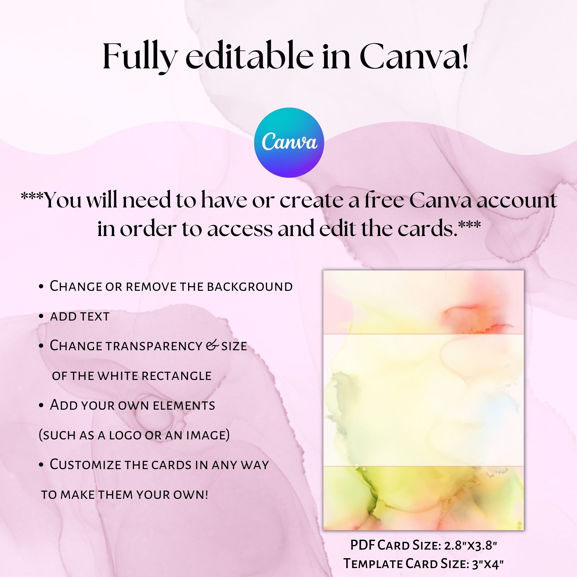 70 Editable & Printable Blank Watercolor Cards Canva Template ...