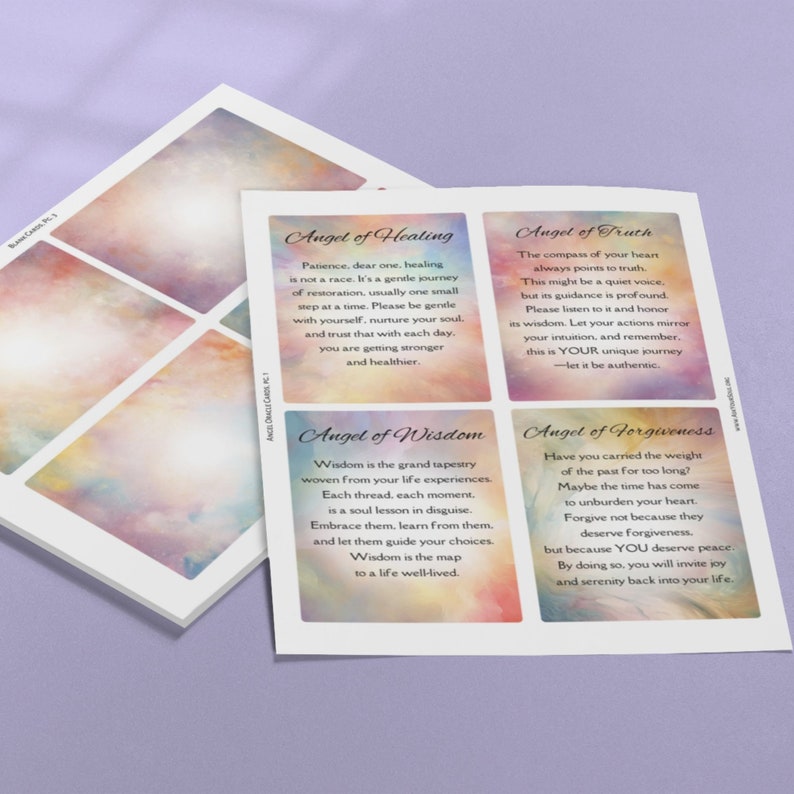 50 PRINTABLE Angel Oracle Cards Personal Use Colorful Spiritual ...