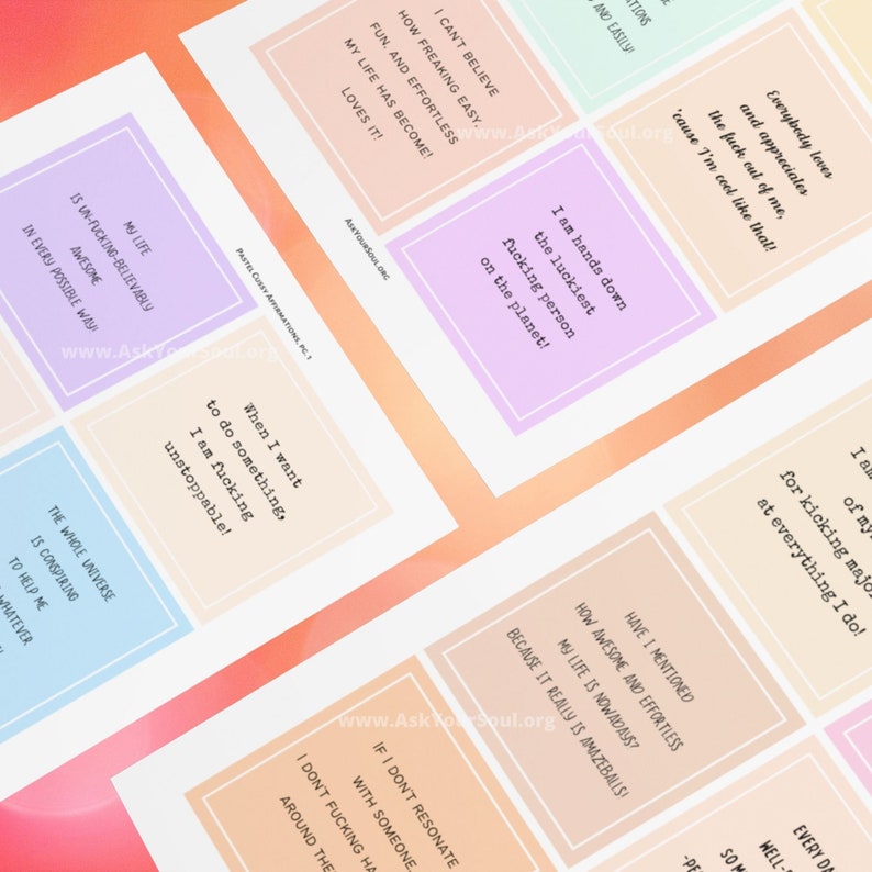 PRINTABLE Sweary Affirmation Cards Bundle Pastel Retro - Etsy