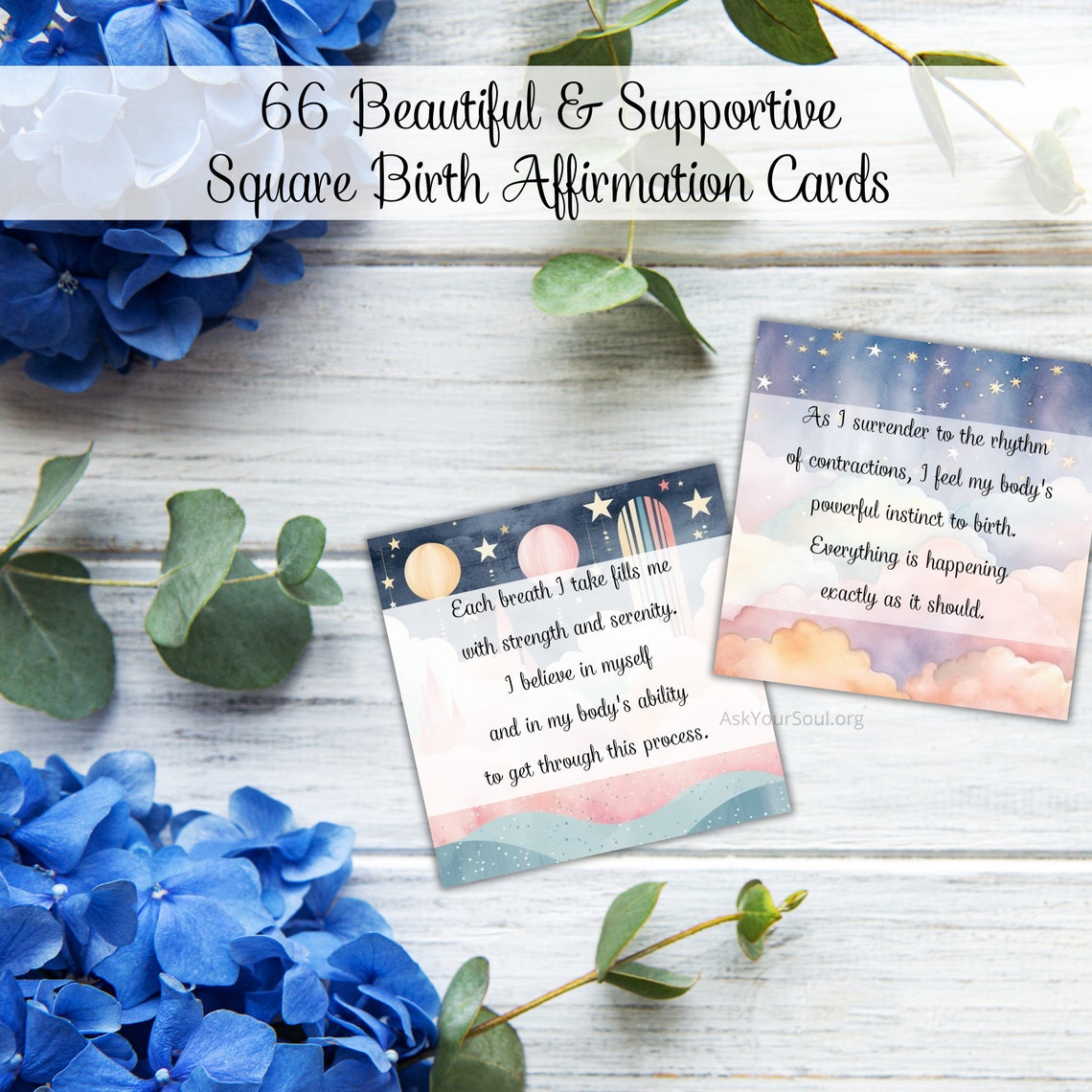 66 Editable Birth Affirmation Cards Square Canva Template Commercial and Personal Use PDF ...