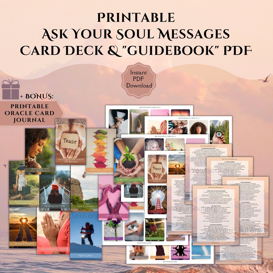 PRINTABLE Ask Your Soul Message Cards | Oracle Card Deck | Messages ...