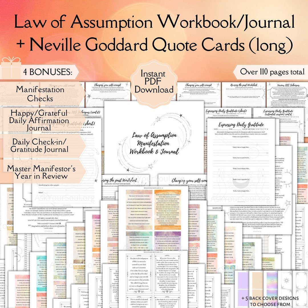 PRINTABLE Neville Goddard Long Quote Cards & Law of Assumption Workbook ...