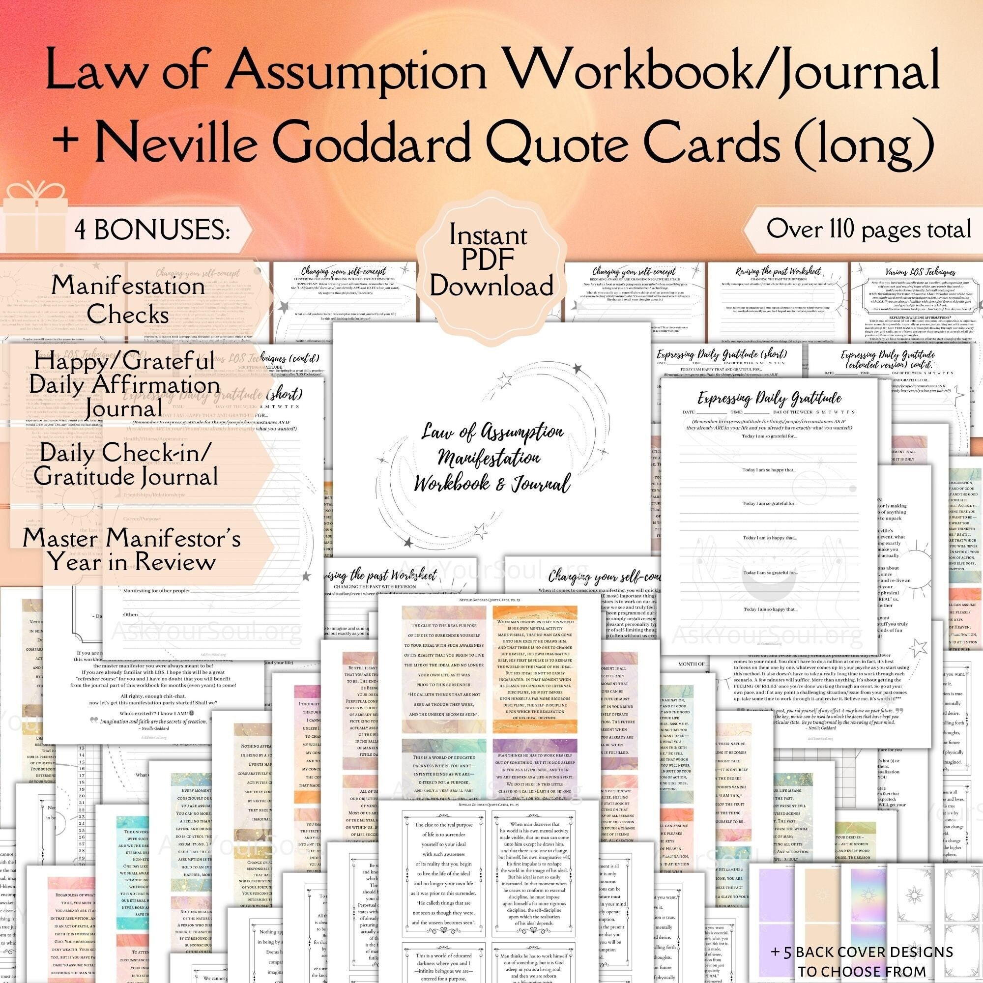 PRINTABLE Neville Goddard Long Quote Cards & Law of Assumption Workbook ...