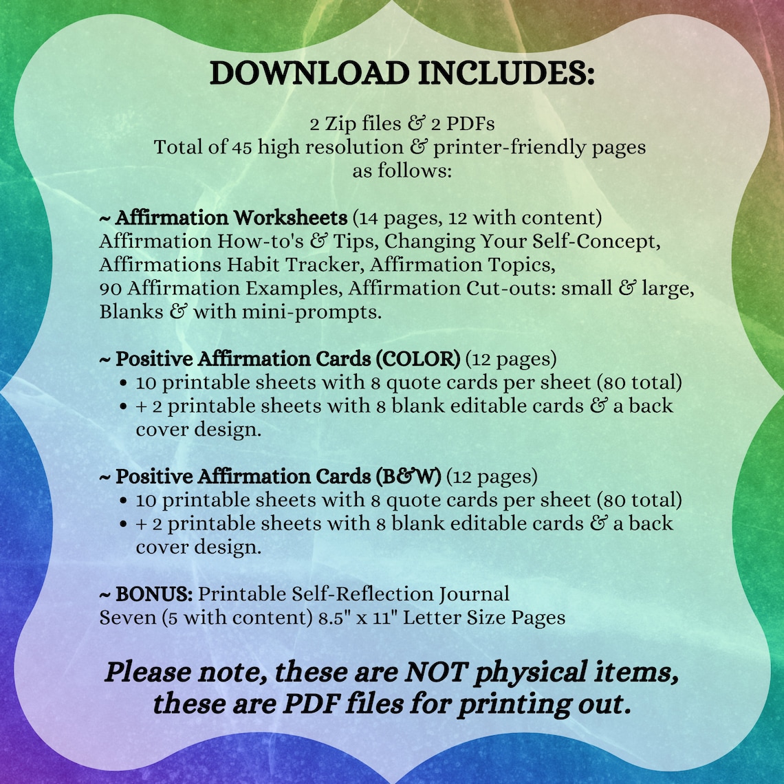 PRINTABLE Positive Affirmation Bundle Affirmation Worksheets - Etsy