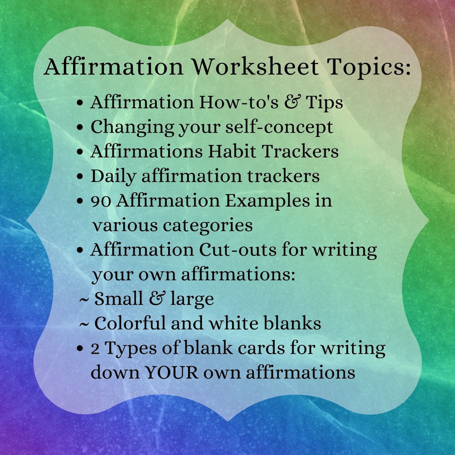 PRINTABLE Positive Affirmation Bundle Affirmation Worksheets Tracker ...
