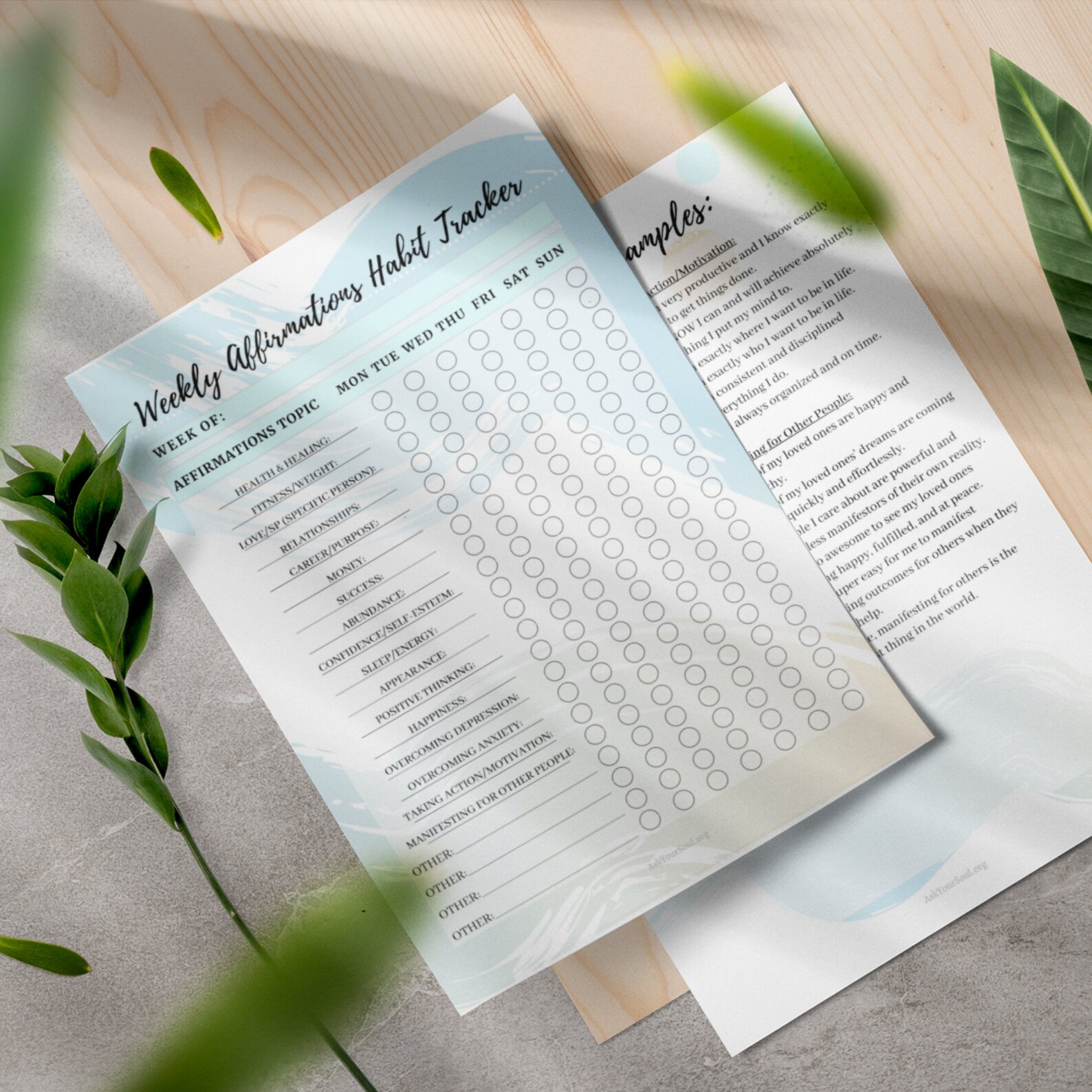 Affirmation Worksheets PRINTABLE Law of Attraction Affirmation Tracker ...