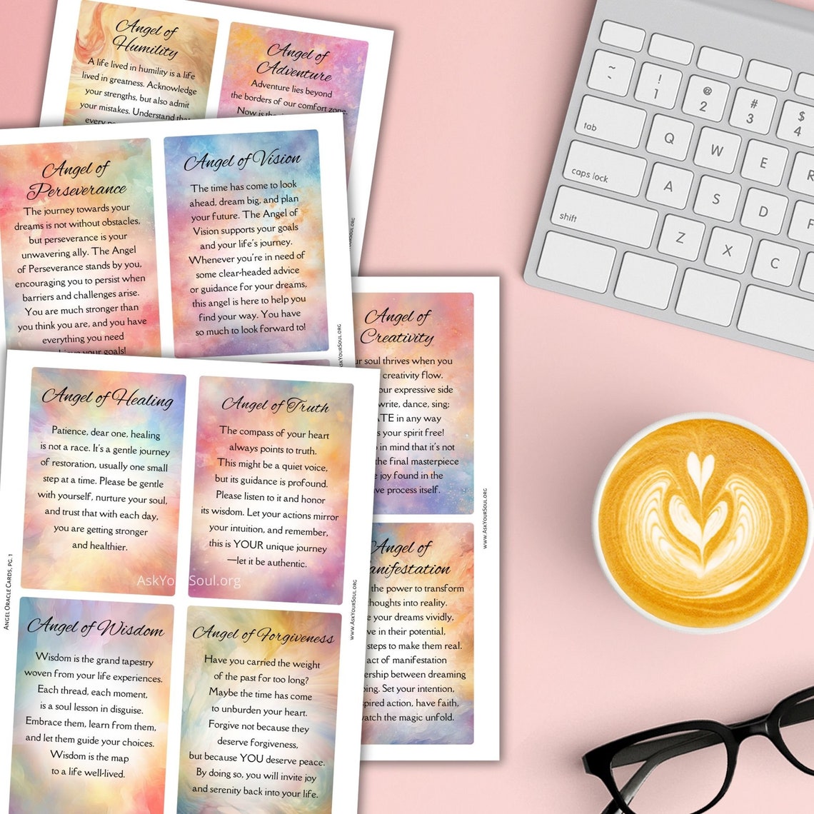 50 PRINTABLE Angel Oracle Cards Personal Use Colorful Spiritual ...