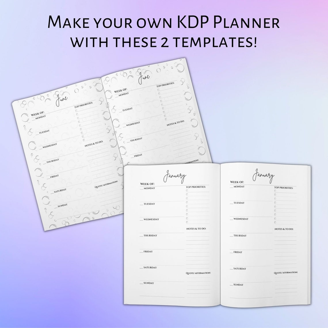 Editable & Printable Weekly Planner Template Kdp-ready Planner Canva ...