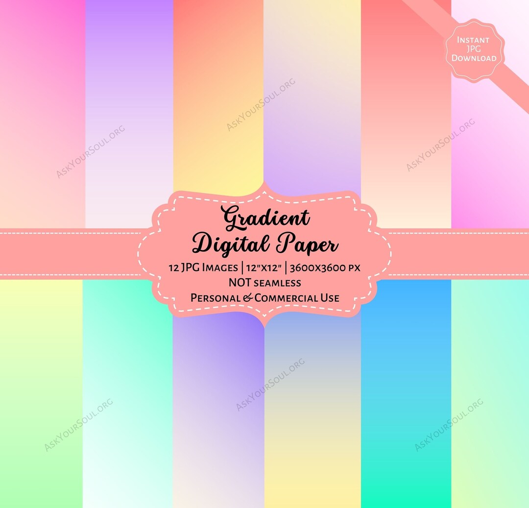 Gradient Digital Paper JPG | Gradient Colors | Ombre Background ...