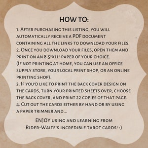 PRINTABLE Rider-waite Tarot Cards (vintage Background)| Printable Card ...