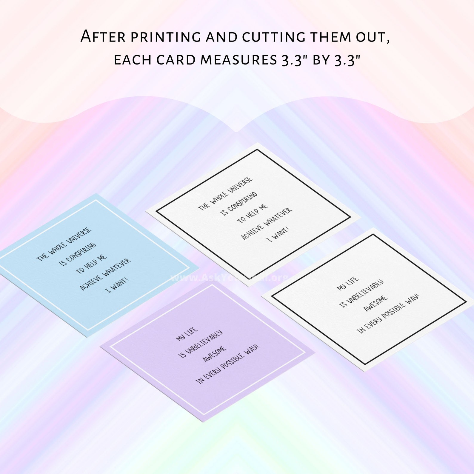 PRINTABLE Pastel Non-sweary Affirmation Cards 3.3"x3.3" | Black & White ...