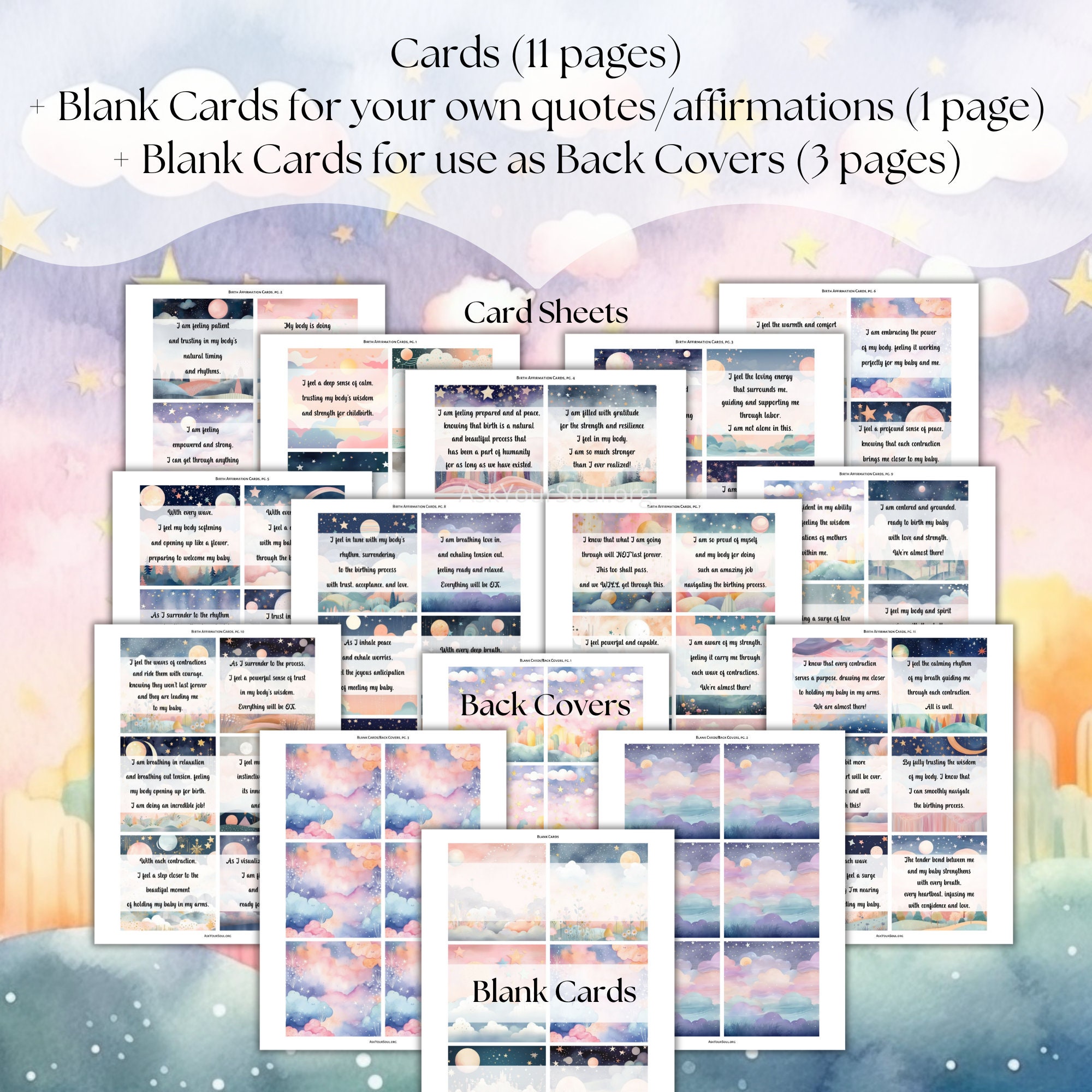 66 PRINTABLE Birth Affirmation Cards Square Personal Use PDF ...