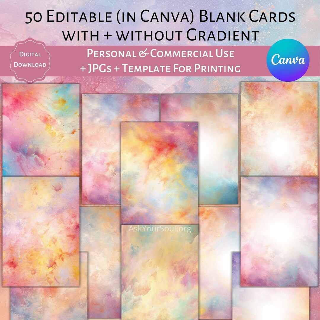 50 Editable Blank Cards Canva Template Commercial and Personal Use PDF ...