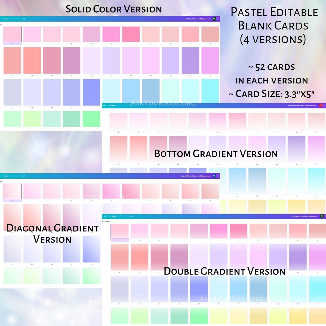 BUNDLE Colorful Editable Blank Cards Canva Template Commercial and ...