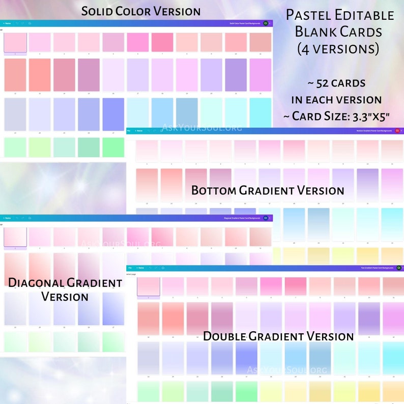 BUNDLE Colorful Editable Blank Cards Canva Template Commercial and ...