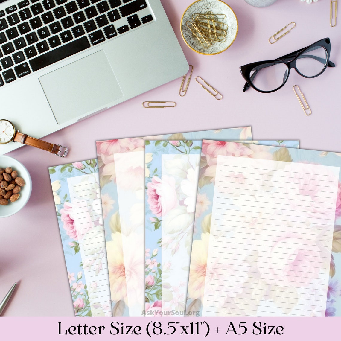 PRINTABLE Floral Journal Pages Lined Unlined Shabby Roses - Etsy